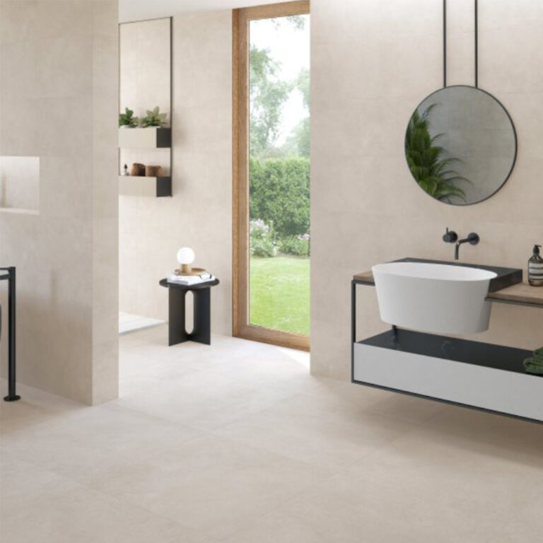 Vloertegel 60x120 cm betonlook kopen? Catania zand beige R15